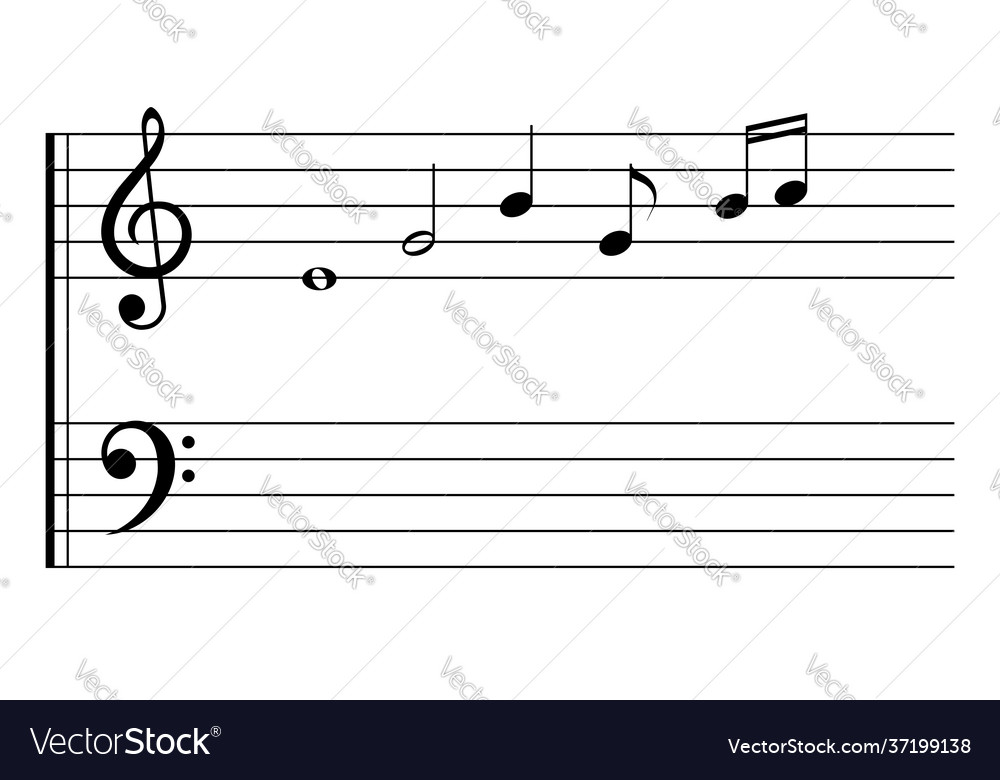 Music staff template isolated on white Royalty Free Vector