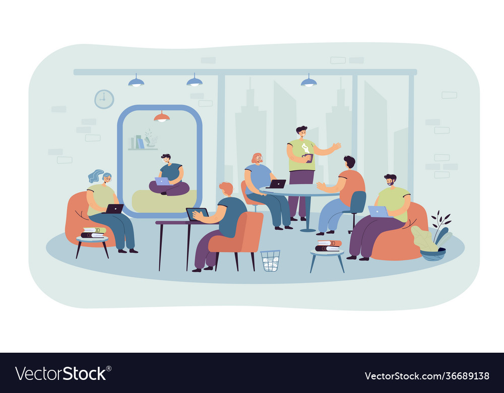 Office people using laptops and computers Vector Image