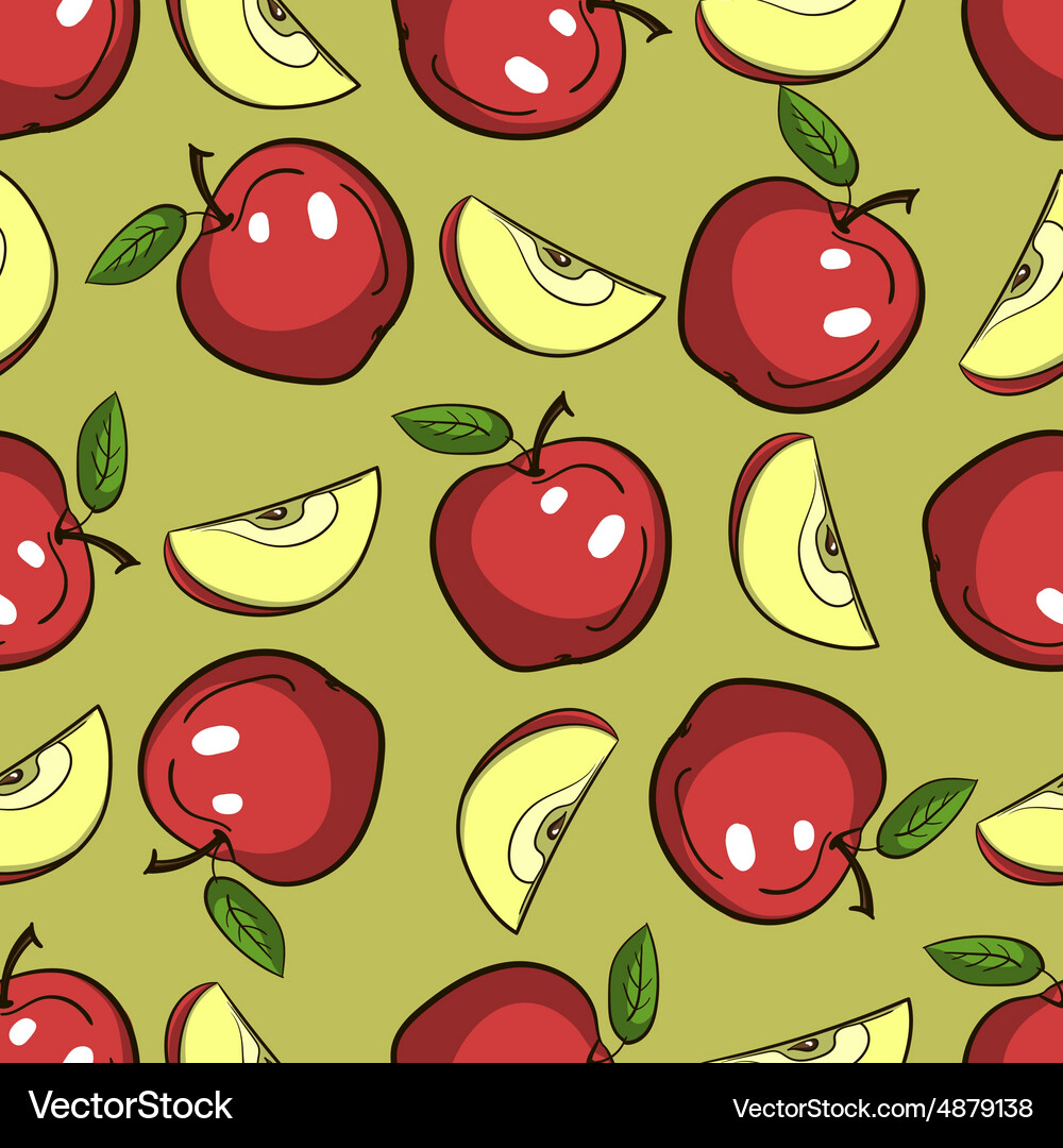 Pattern made from hand drawn red apples Royalty Free Vector