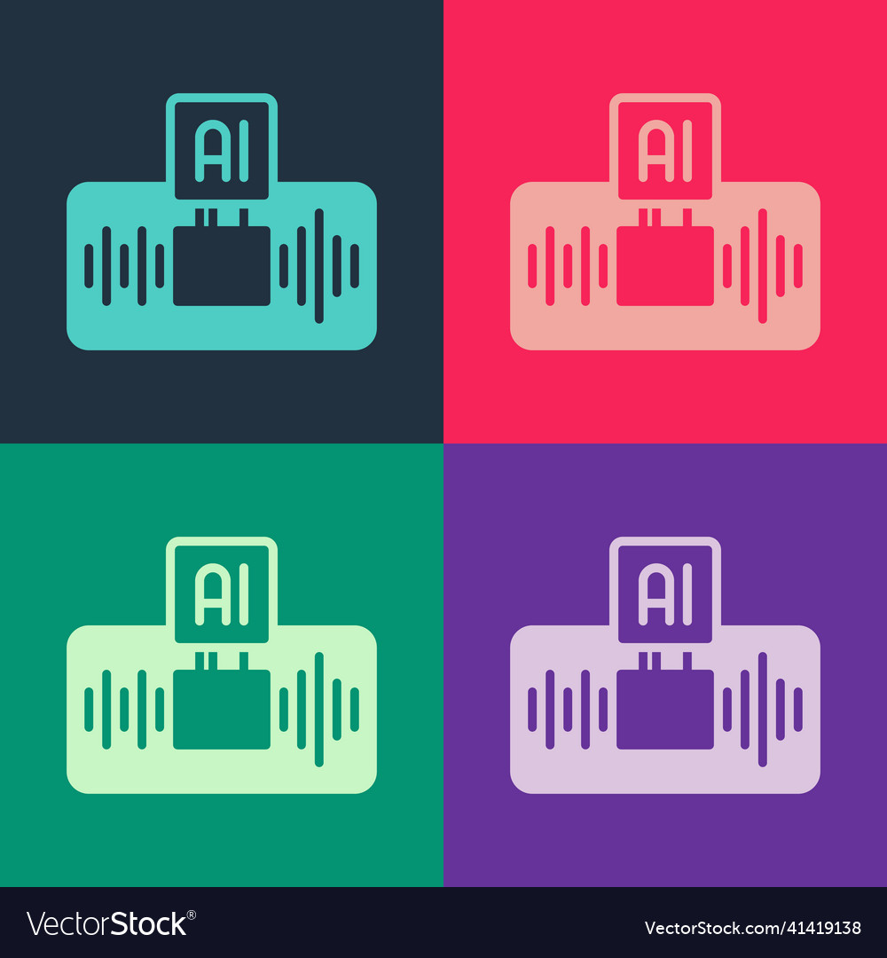 Pop art artificial intelligence ai icon isolated Vector Image