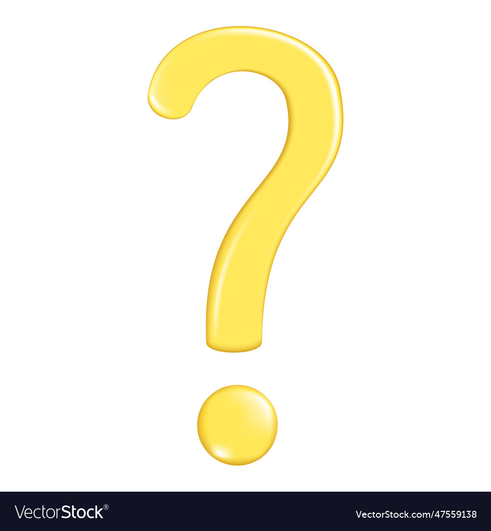 Realistic 3d Yellow Question Mark Decorative 3d Vector Image