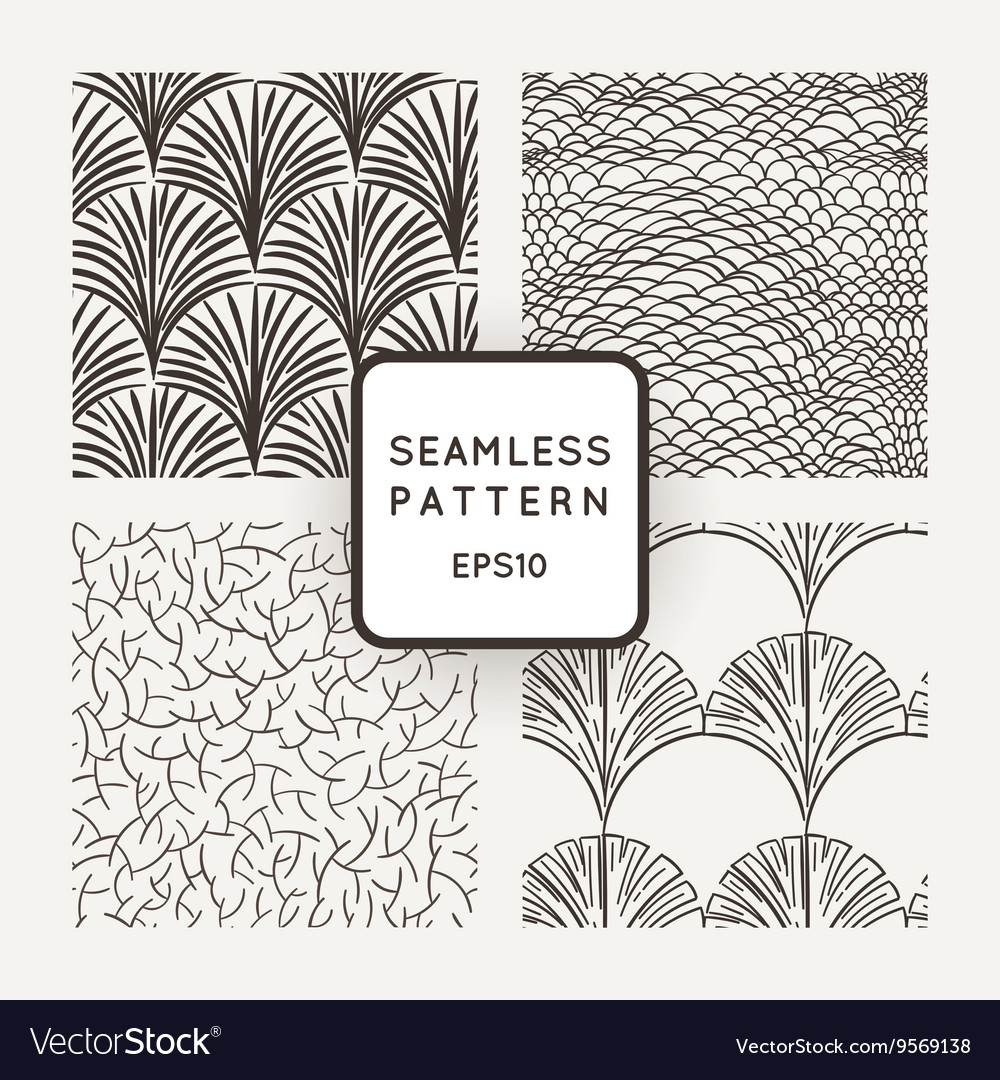 Set of seamless patterns a hand scales Royalty Free Vector