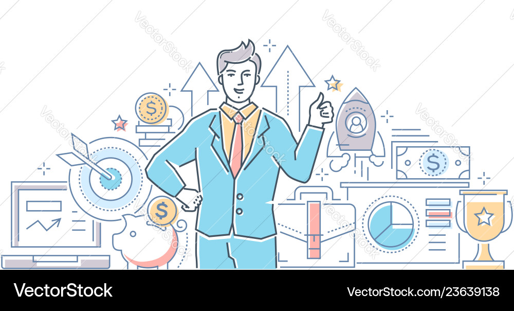 Successful business - modern line design style Vector Image