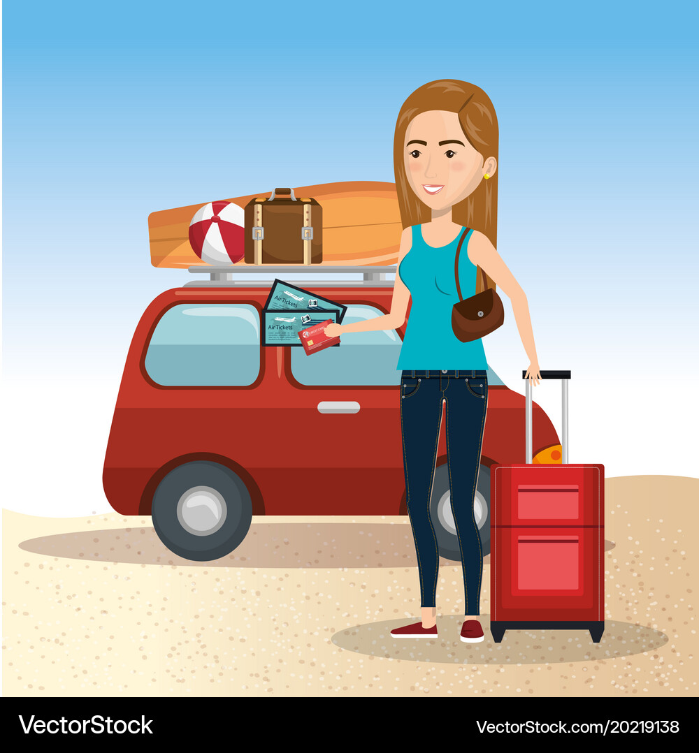 Woman character on the beach Royalty Free Vector Image