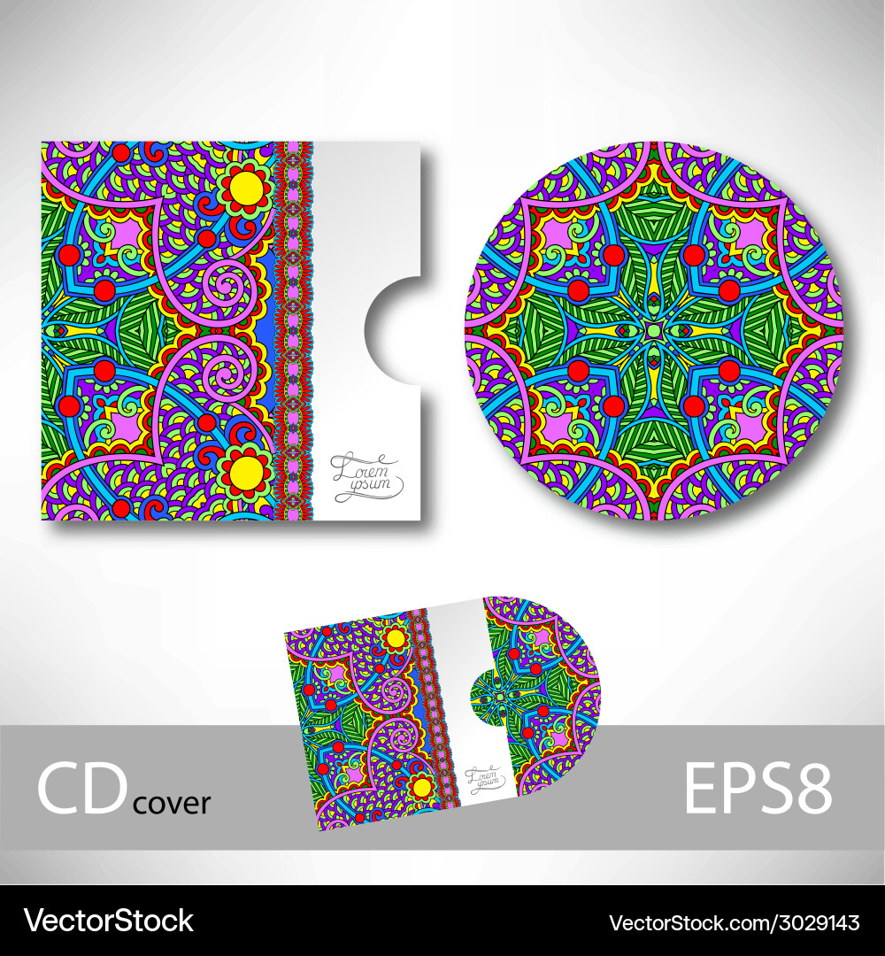 Cd cover design template with ukrainian ethnic Vector Image