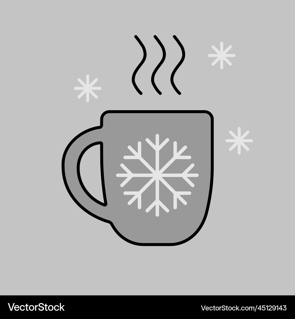 Christmas hot coffee in cup isolated grayscale Vector Image