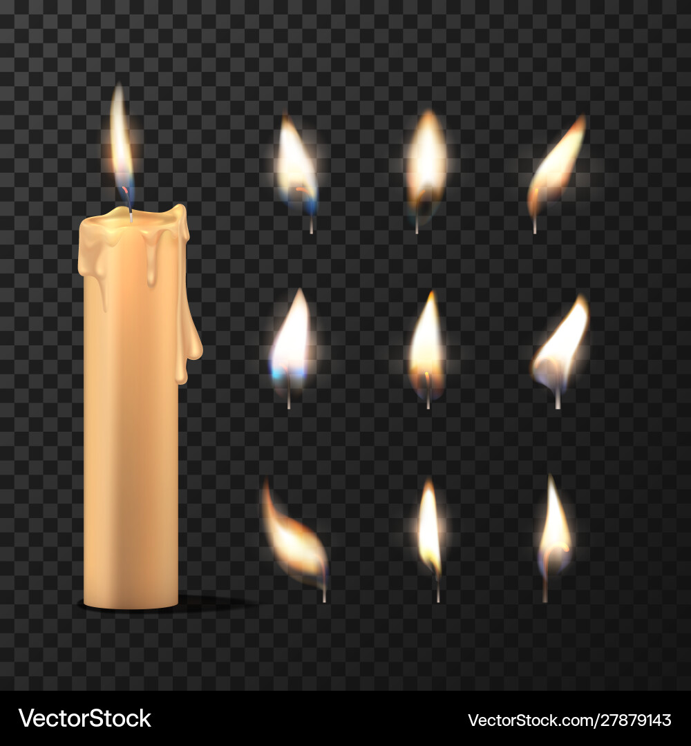 Fire flame and white or beige cylinder candle Vector Image