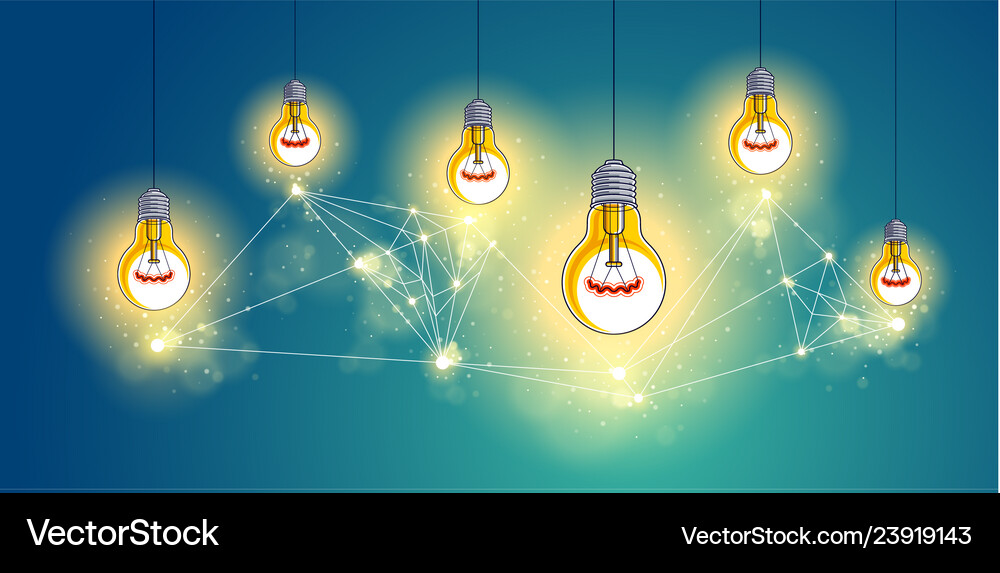 Group of shining light bulbs represents idea Vector Image