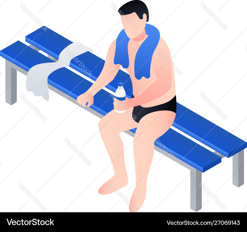 Man drink water after pool icon isometric style Vector Image