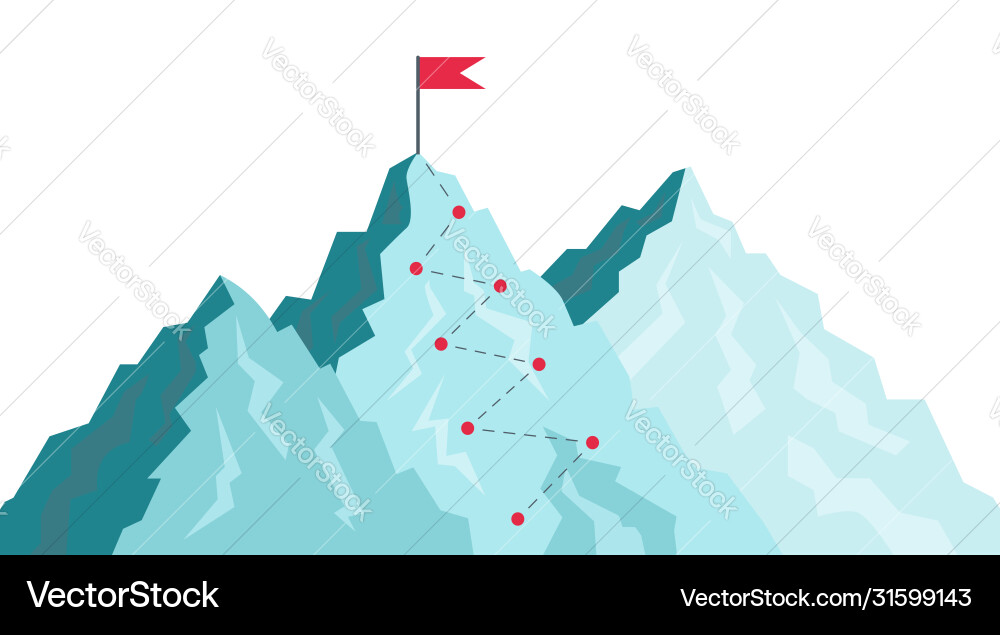 Path in mountain success journey with goal Vector Image