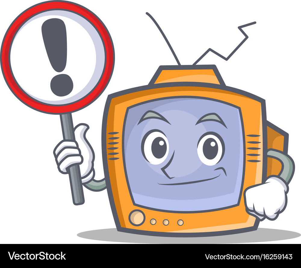 Tv character cartoon object with sign Royalty Free Vector