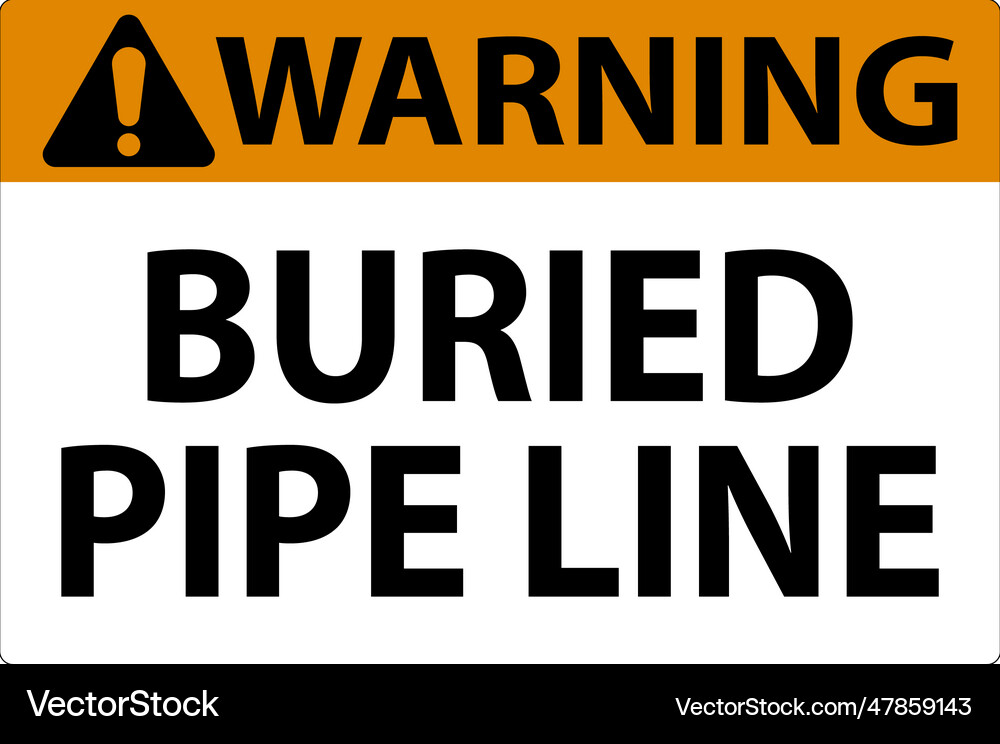 Warning sign buried pipe line on white background Vector Image