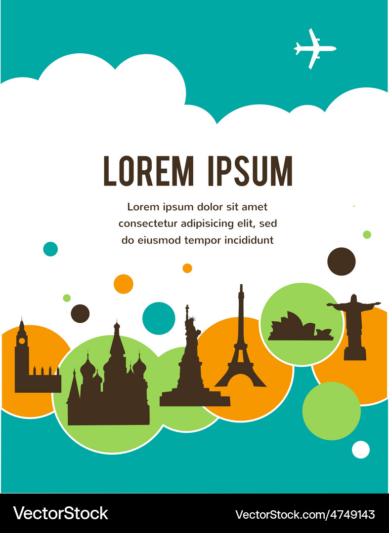 World landmarks travel background with place Vector Image