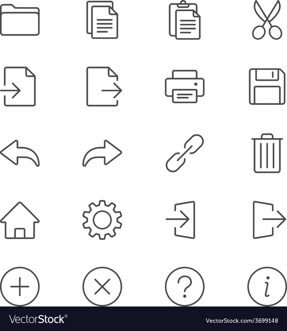 Application toolbar thin icons Royalty Free Vector Image