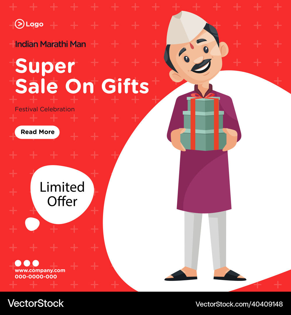 Banner design of marathi man Royalty Free Vector Image