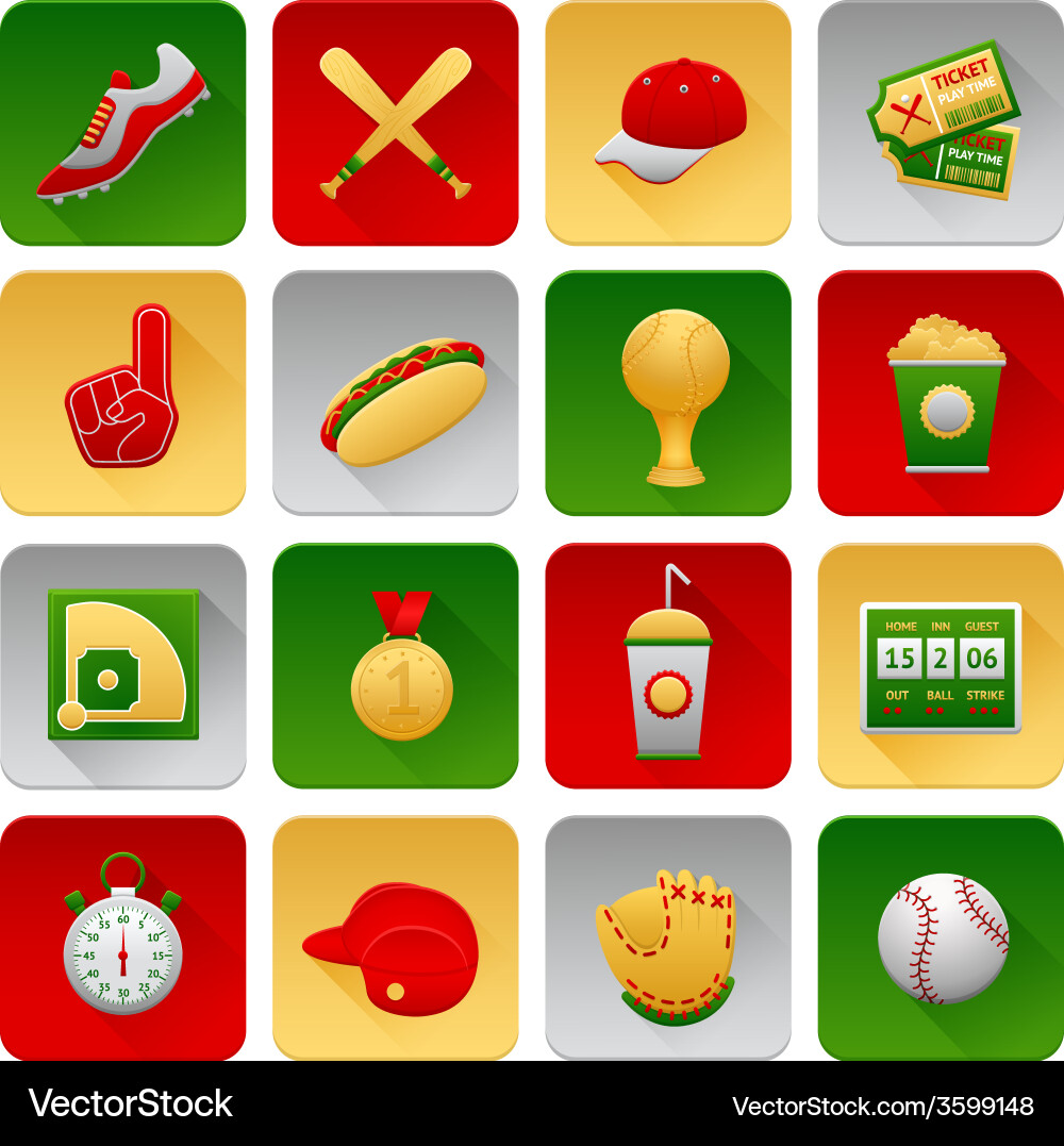 Baseball icons set Royalty Free Vector Image - VectorStock