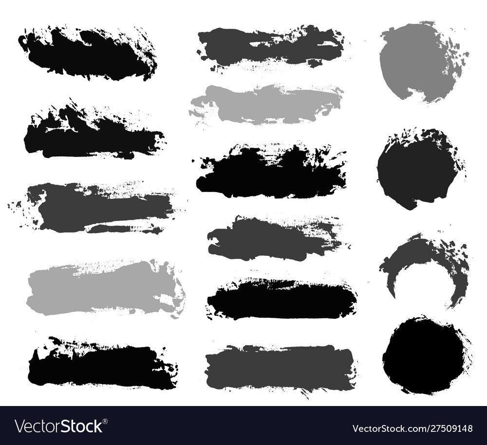 Brush strokes paintbrush set grunge Royalty Free Vector