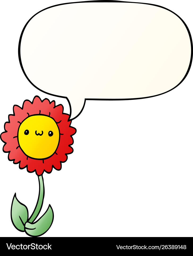 Cartoon flower and speech bubble in smooth Vector Image