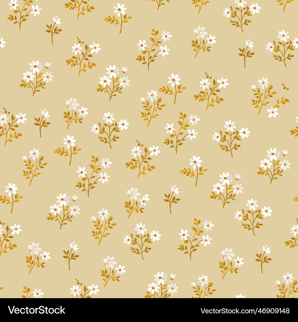 Floral pattern beautiful flowers on a beige Vector Image