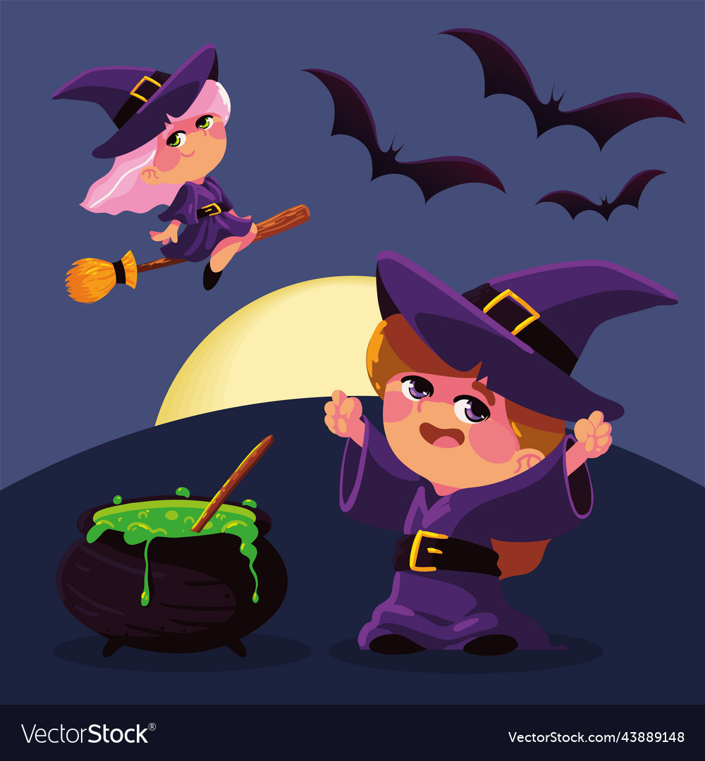 Halloween witches night party Royalty Free Vector Image
