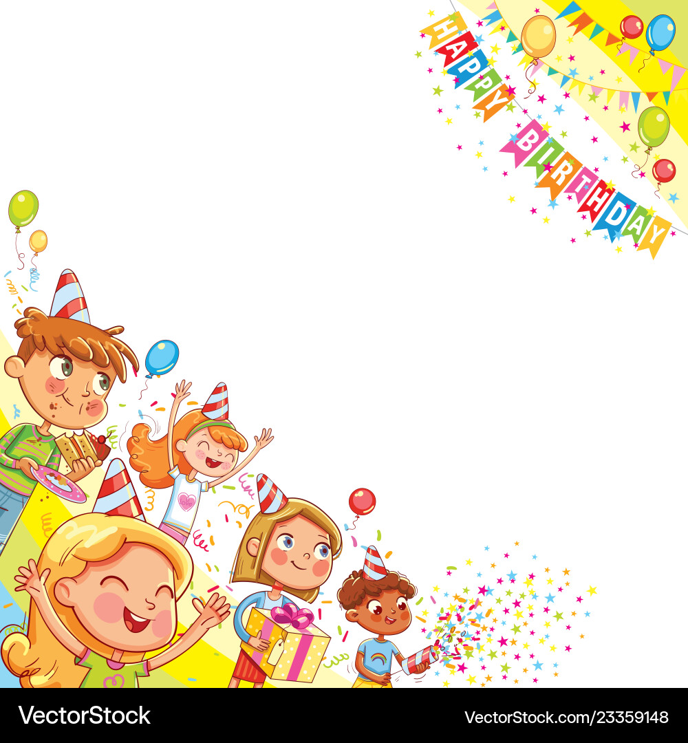 Kids celebrating birthday Royalty Free Vector Image