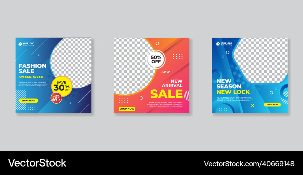 Modern promotion square web banner Royalty Free Vector Image