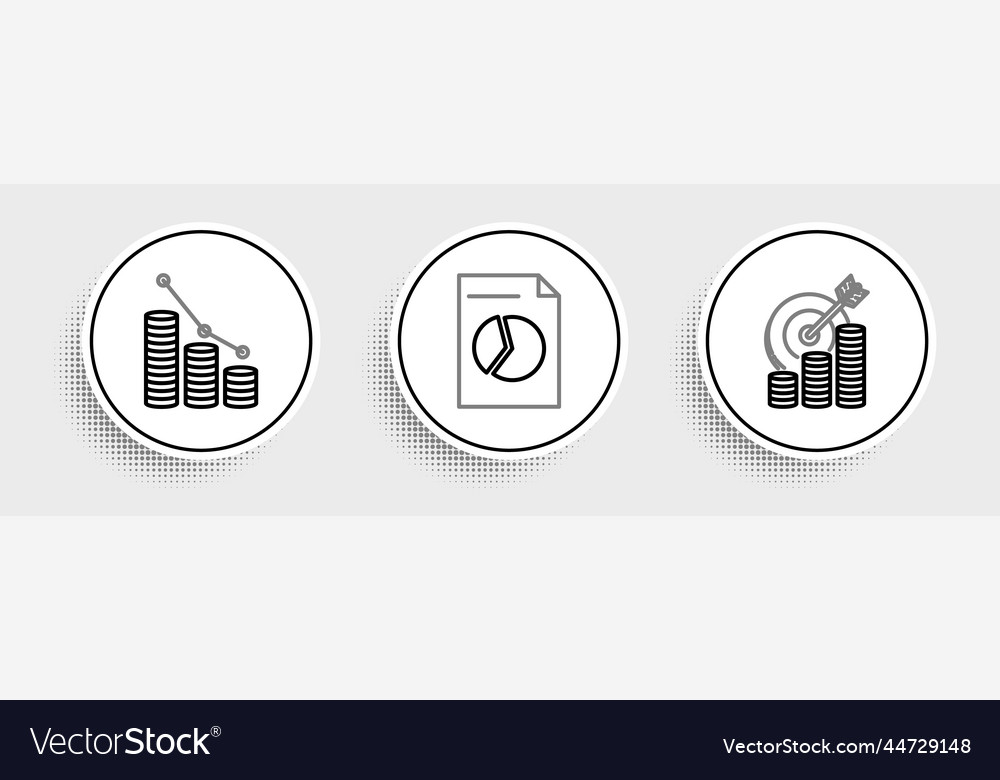Set line target with coin symbol pie chart Vector Image Set line target with coin symbol pie chart Vector Image