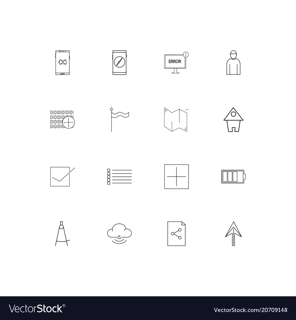 Web applications simple linear icons set outlined Vector Image