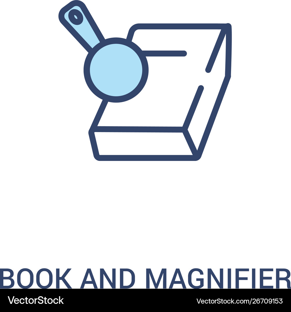 Book and magnifier concept 2 colored icon simple Vector Image