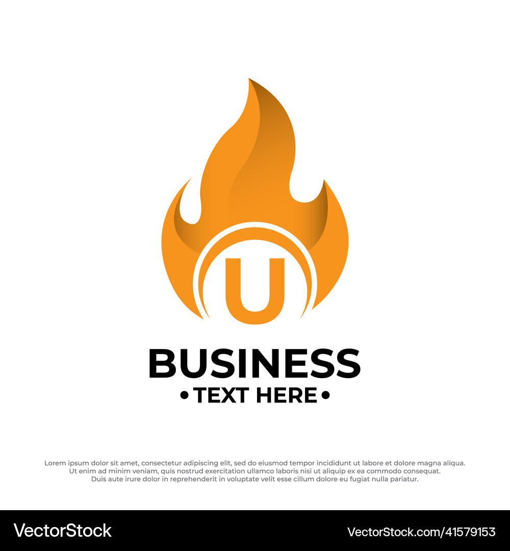 Burning flame fire with capital letter u design Vector Image