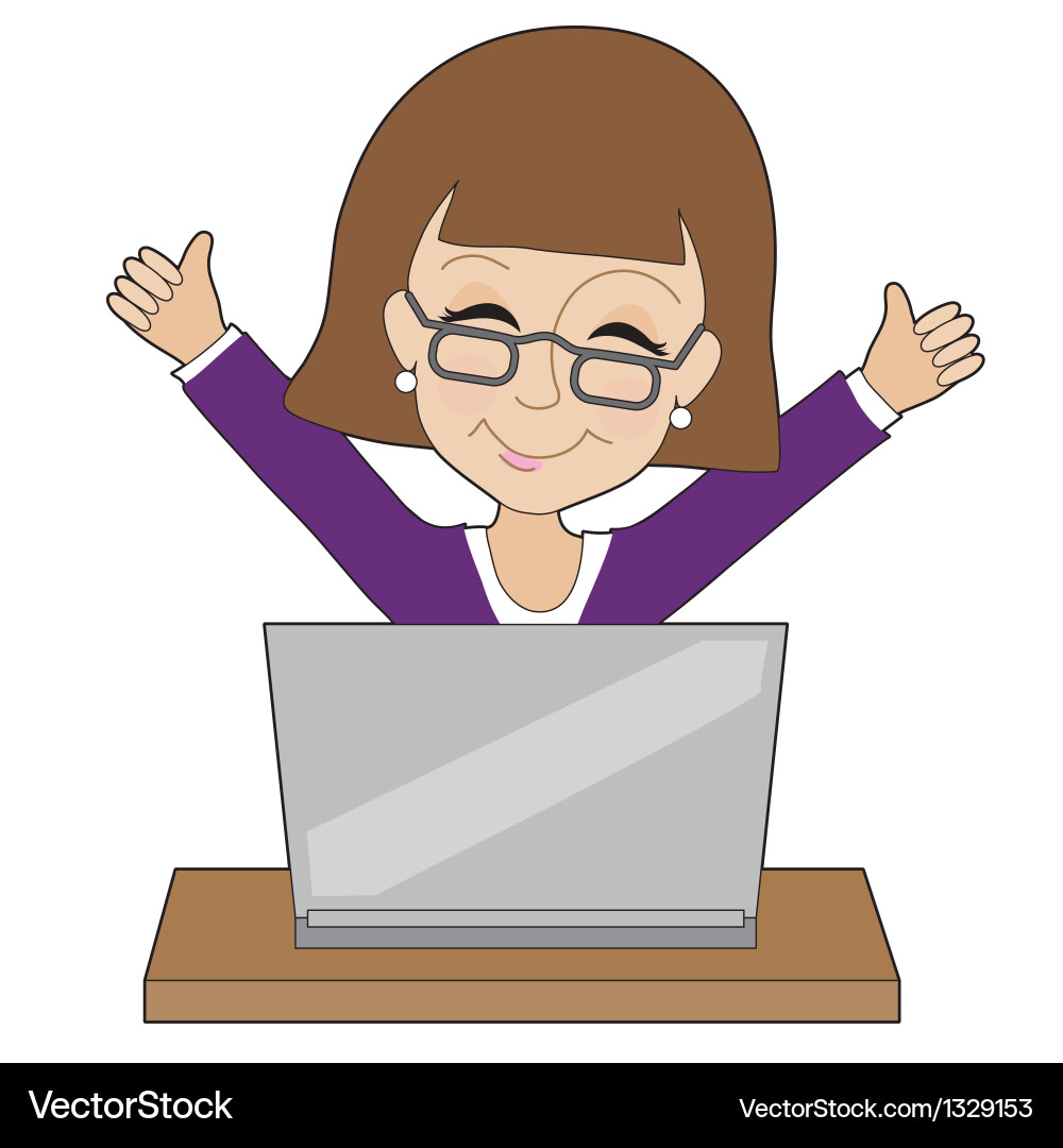 Business lady laptop Royalty Free Vector Image