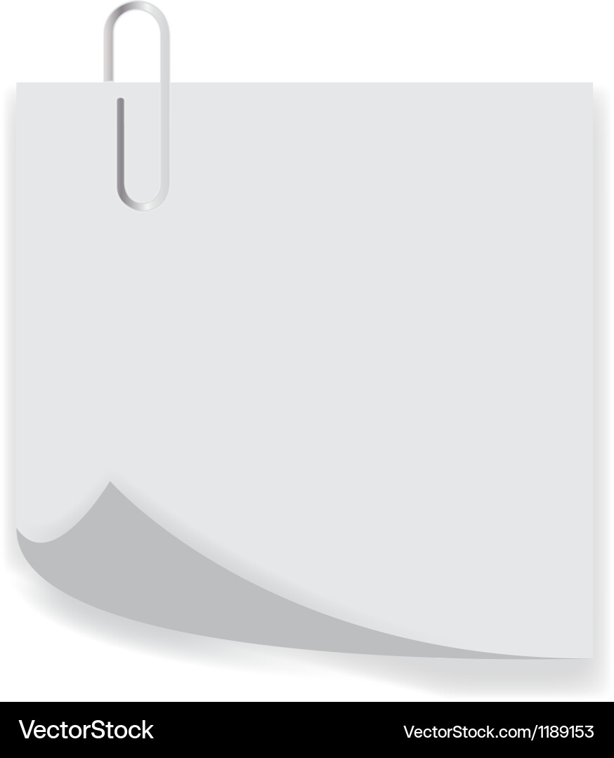 Clip on a paper list with curl Royalty Free Vector Image