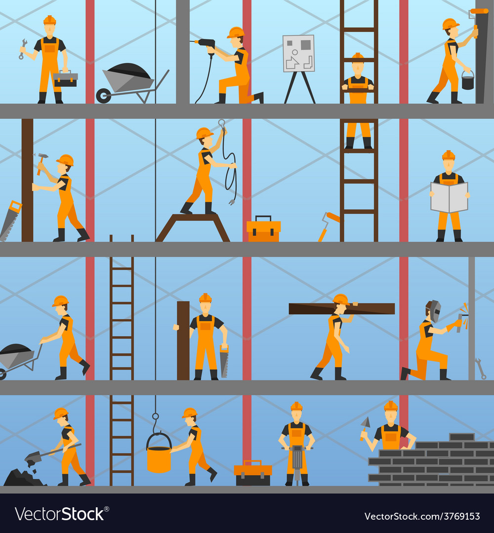 Construction process background Royalty Free Vector Image