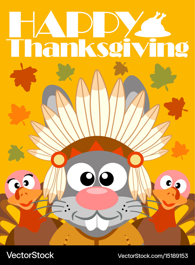 Happy thanksgiving day backgroundwith rabbit indi Vector Image