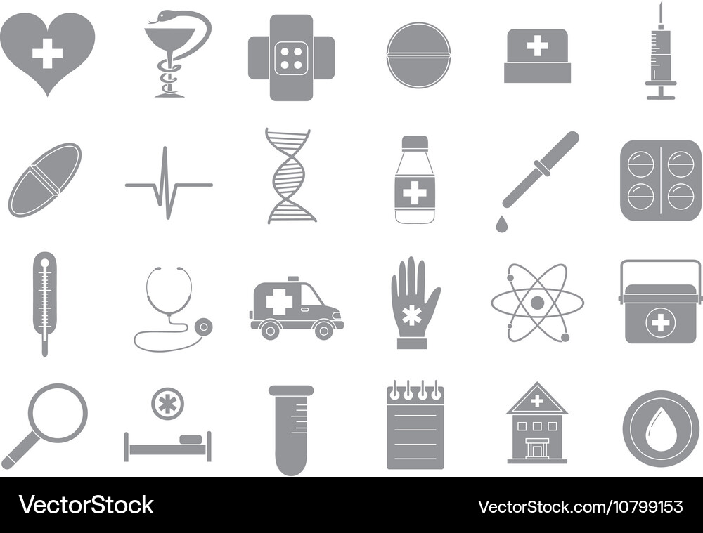 Hospital gray icons set Royalty Free Vector Image