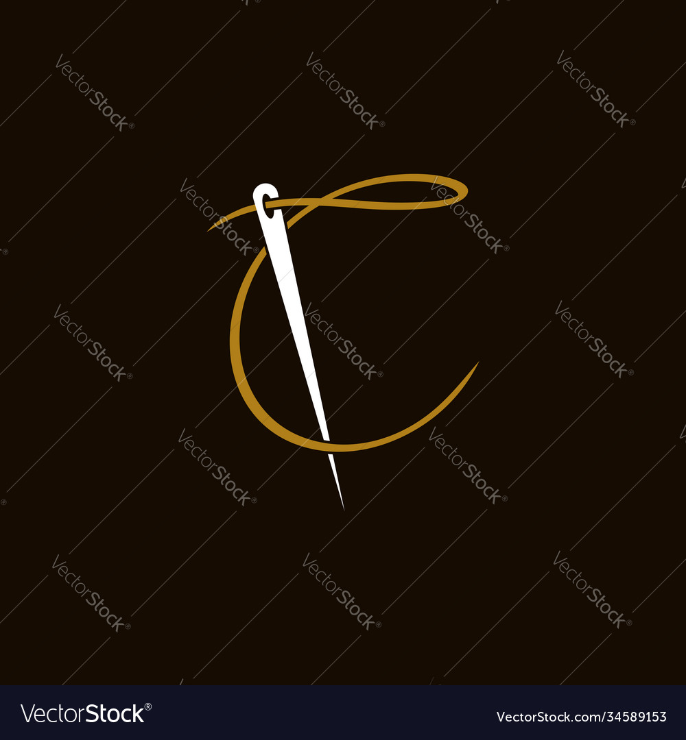 Initial needle c Royalty Free Vector Image - VectorStock