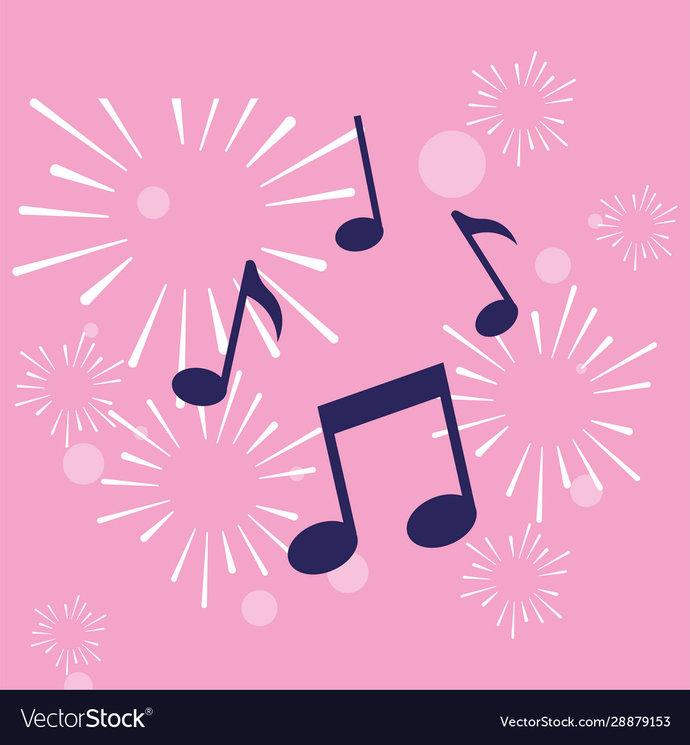 Music notes and fireworks design Royalty Free Vector Image