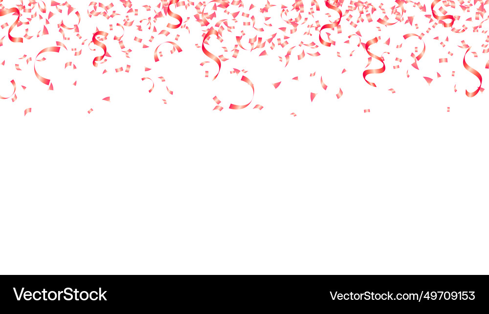 Pink confetti and ribbon falling celebration Vector Image
