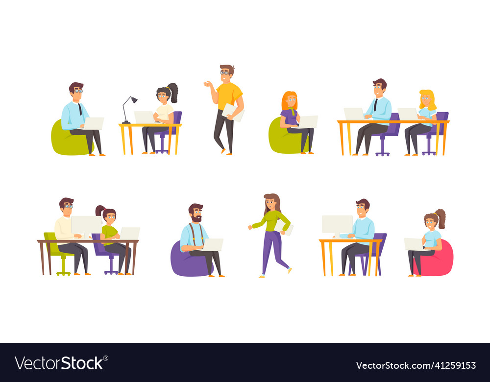 Programmers flat set Royalty Free Vector Image Programmers flat set Royalty Free Vector Image