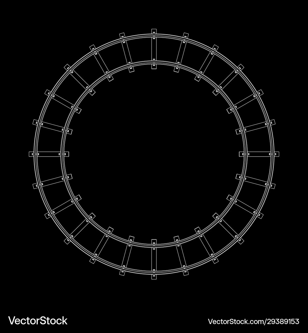 Round railway track isolated on black background Vector Image