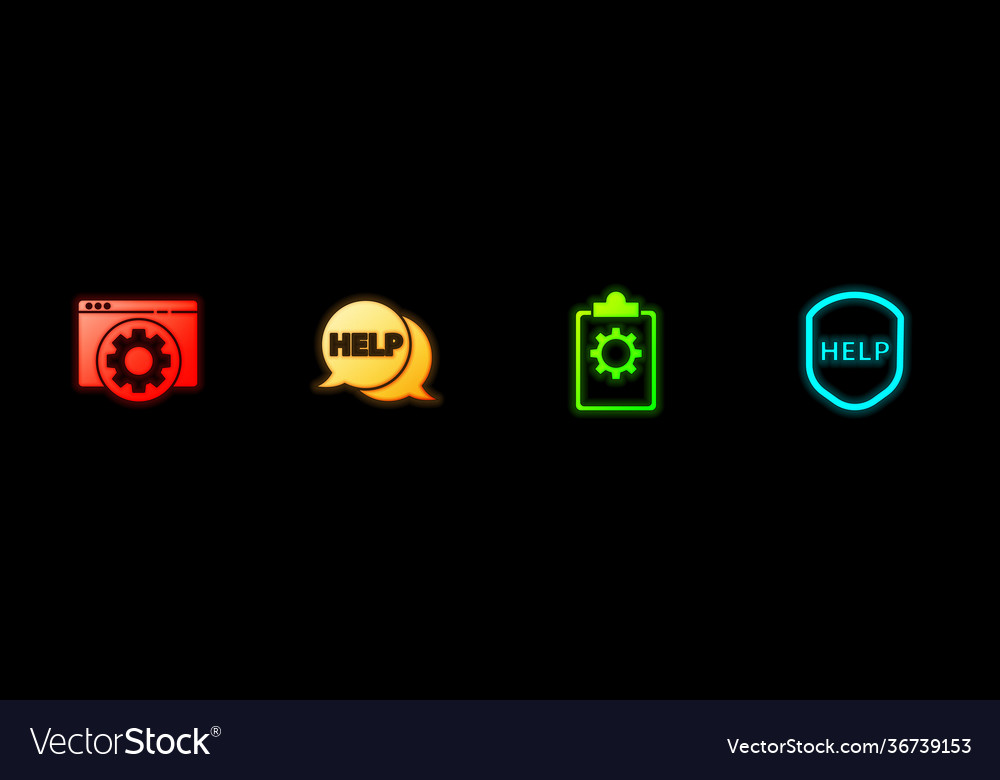 Set browser setting speech bubble with text help Vector Image Set browser setting speech bubble with text help Vector Image