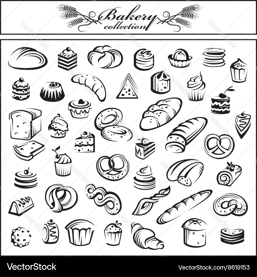 Set of bread and bakery products Royalty Free Vector Image