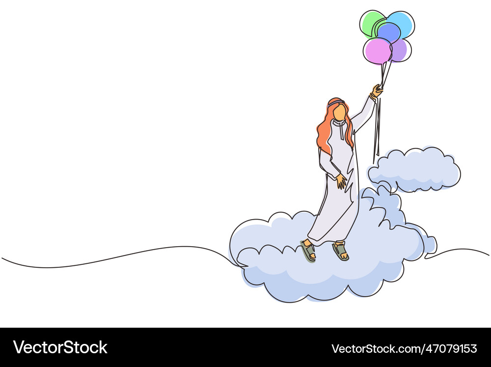 Single one line drawing arabic businessman Vector Image