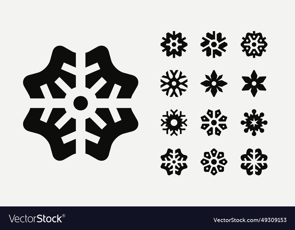 Snowflake solid icons Royalty Free Vector Image
