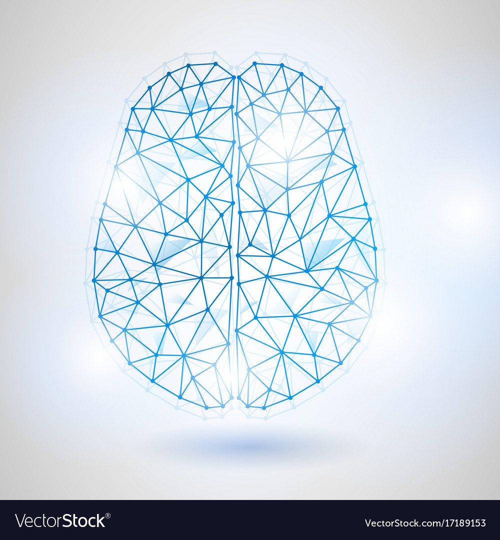 Technology low poly design human brain Royalty Free Vector