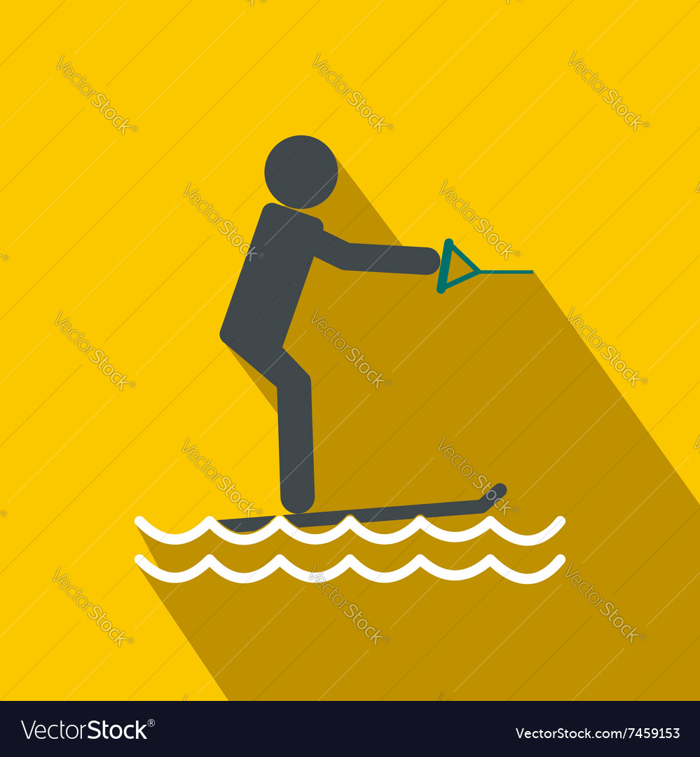 Water skiing flat icon Royalty Free Vector Image