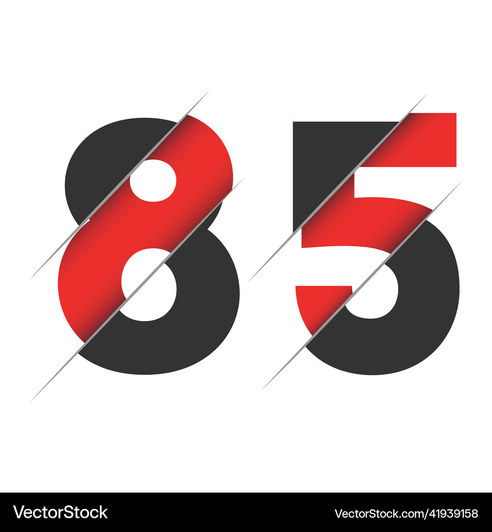 85 8 5 number logo design with a creative cut Vector Image