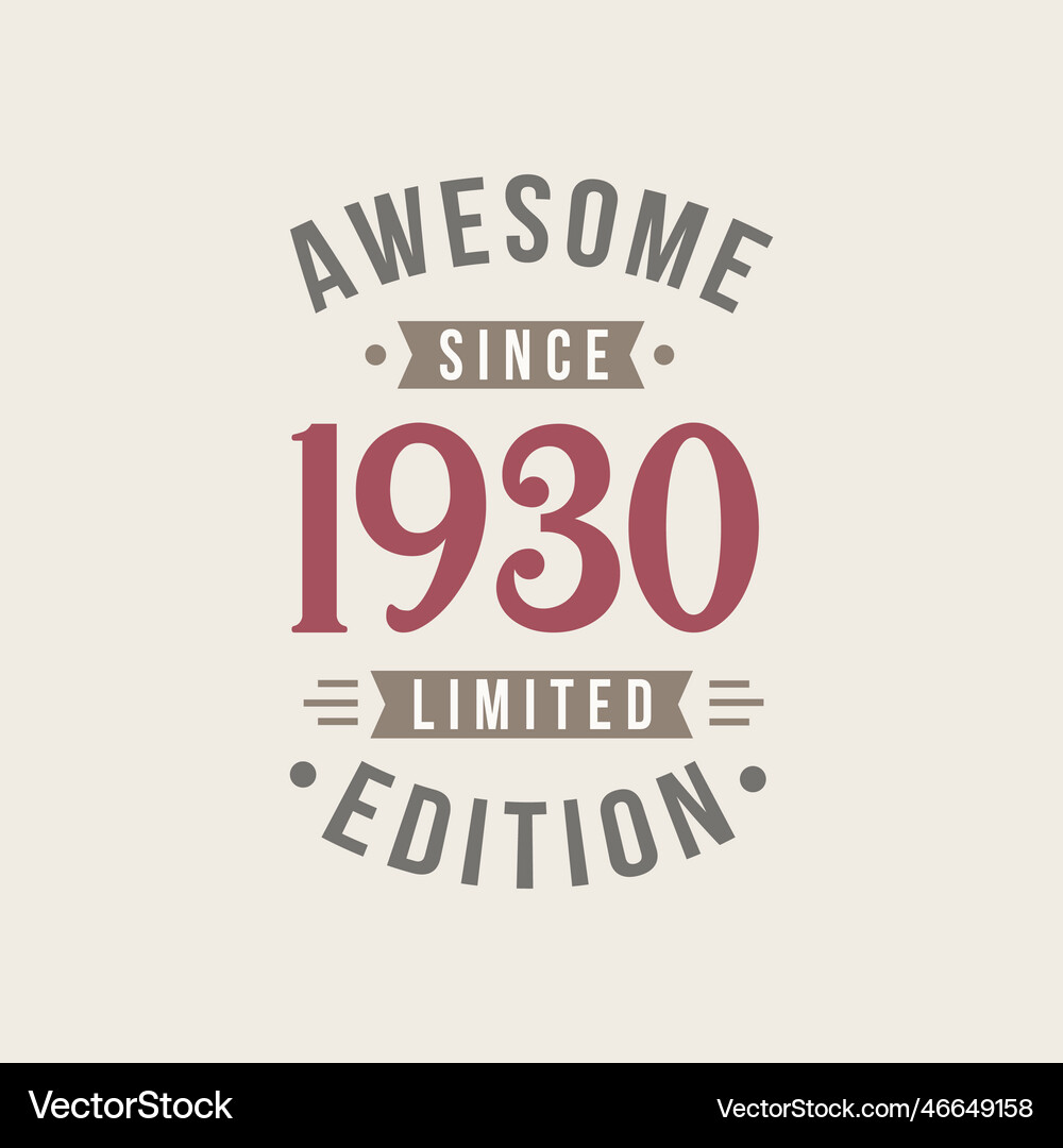 Awesome since 1930 limited edition 1930 Royalty Free Vector