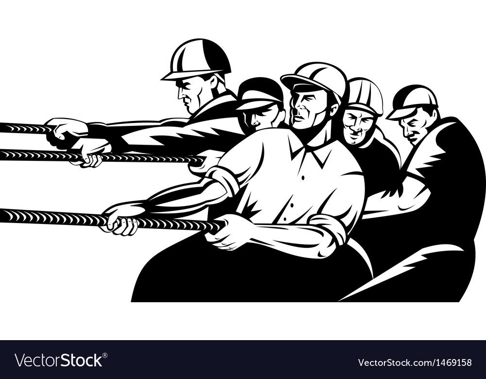 Construction worker pulling rope Royalty Free Vector Image