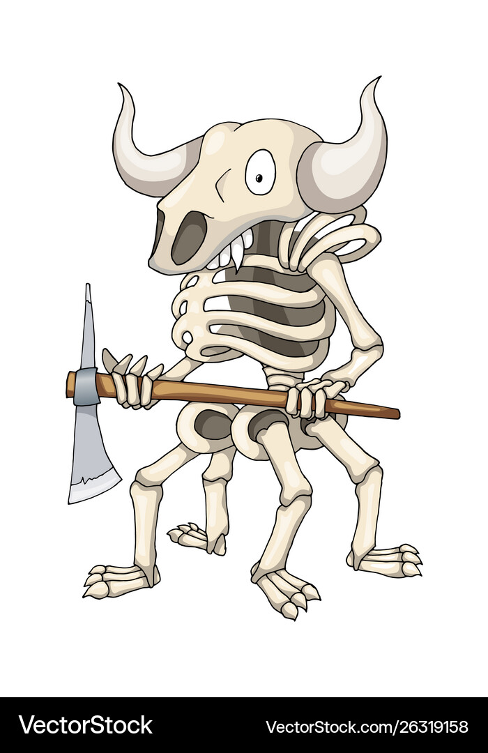 Demon skeleton warrior standing with two handed Vector Image